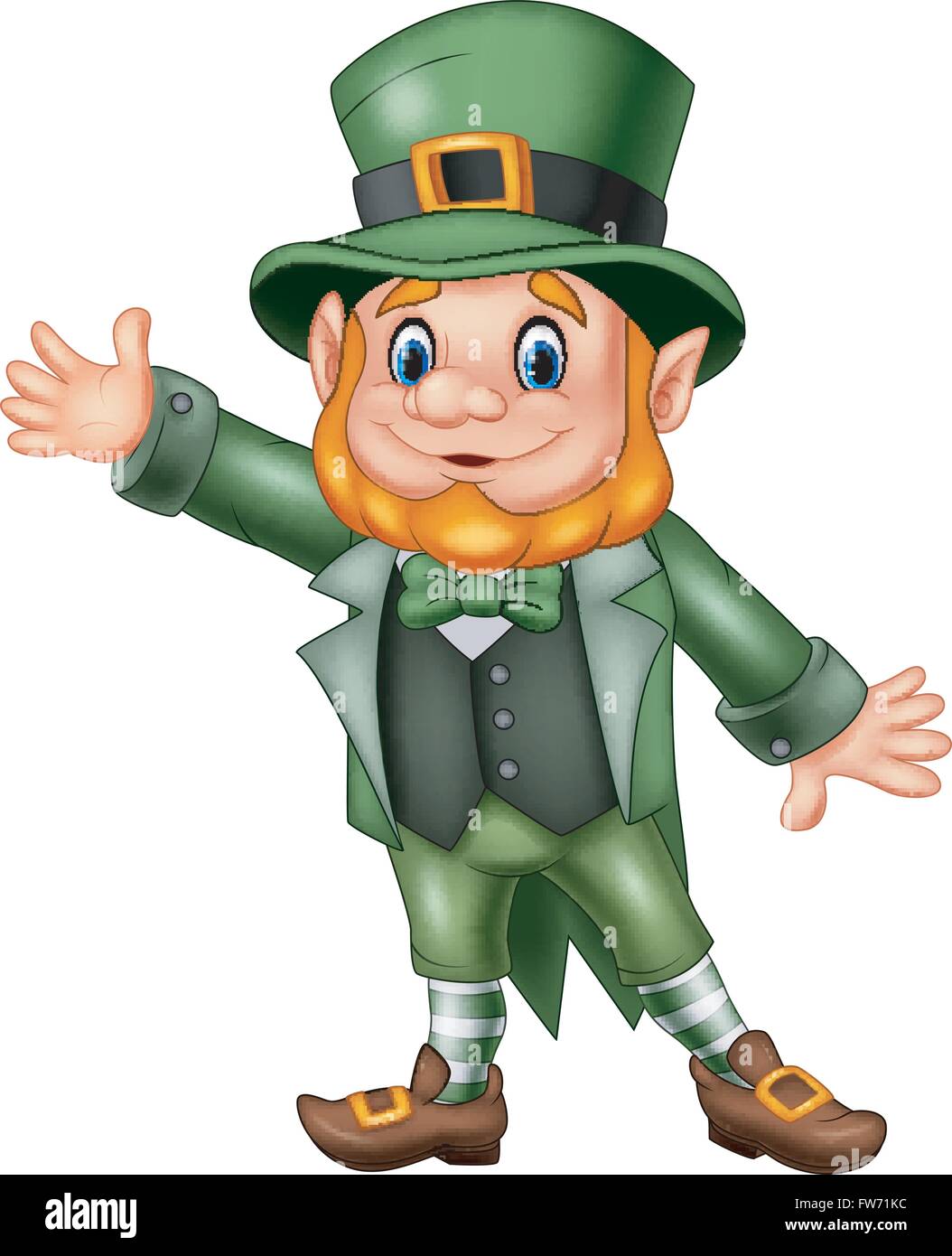 Cartoon glücklich Kobold Hand winken Stock-Vektorgrafik - Alamy