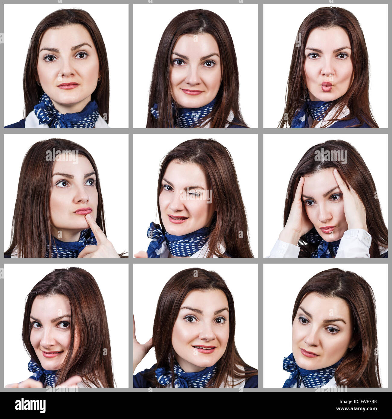 Collage girl different emotions -Fotos und -Bildmaterial in hoher Auflösung – Alamy