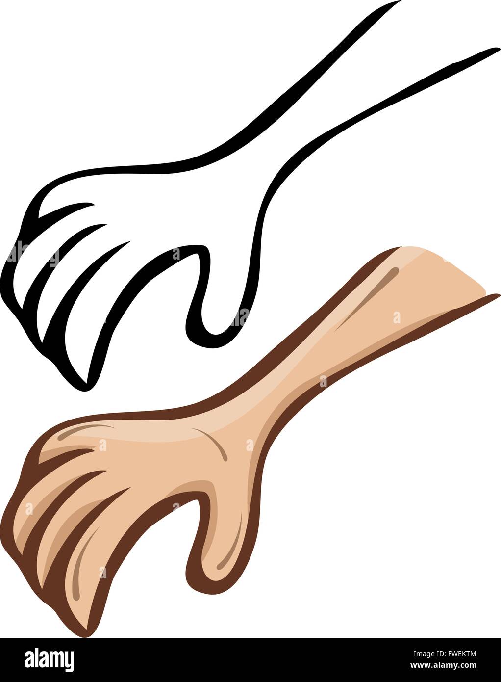 Einfachen Vektor Cartoon Hand. A der Kontur und lackiert Stock ...