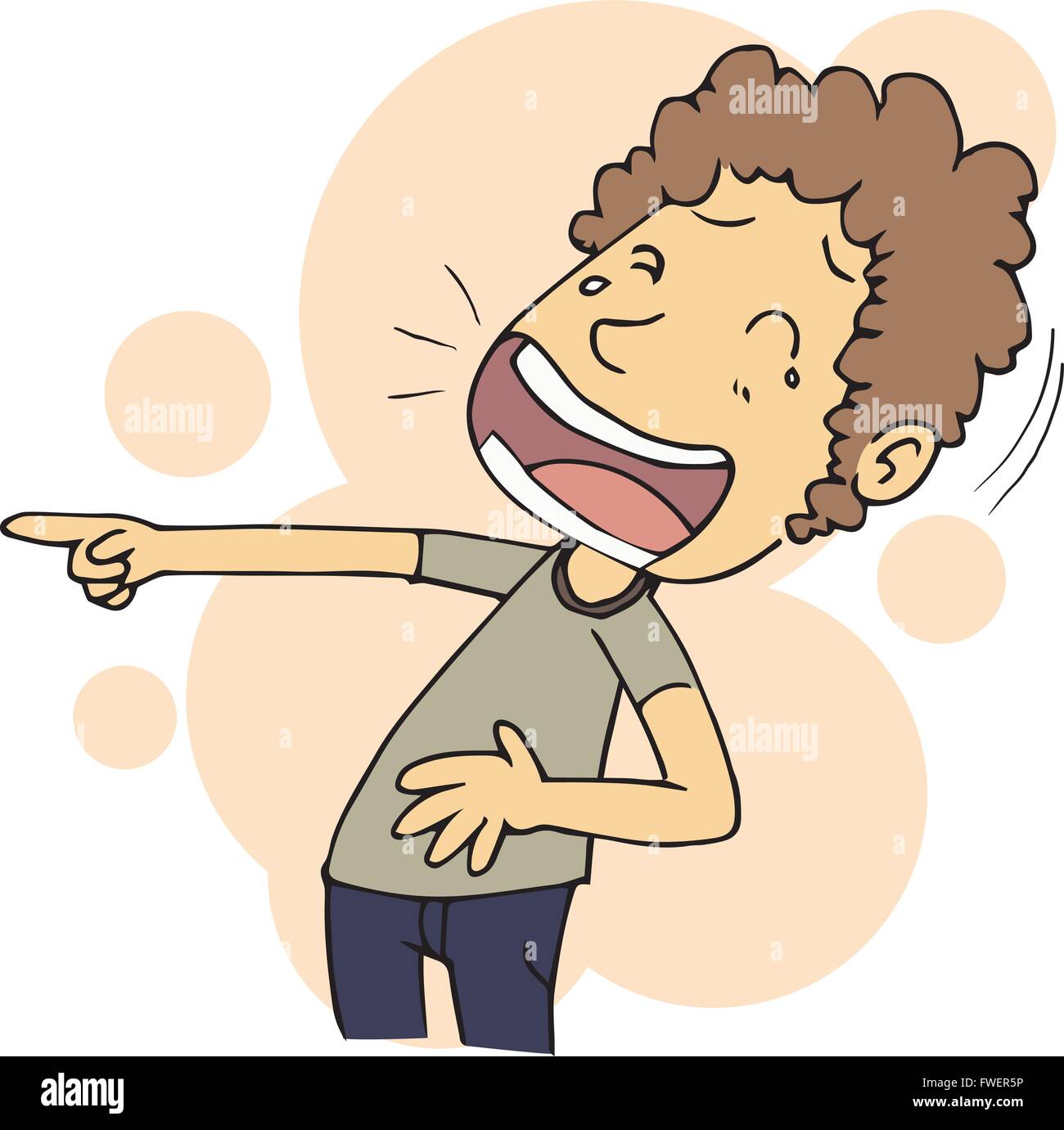 Cartoon-lachende Mann in der hand Zeichenstil Stock-Vektorgrafik - Alamy