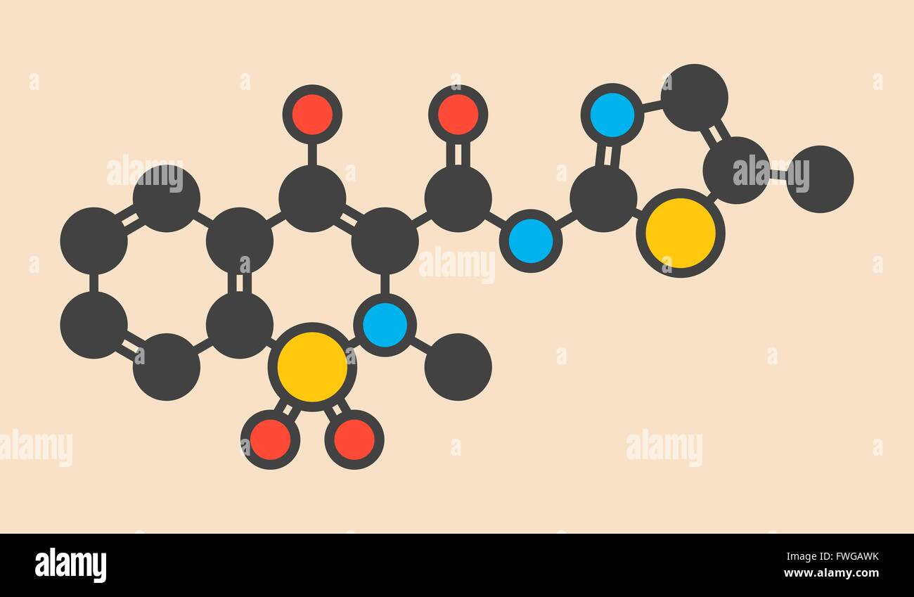 Meloxicam NSAID Wirkstoffmolekül stilisiert Skelettformel (chemische ...