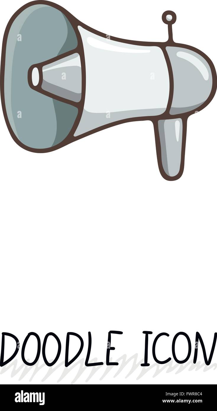 Vektor doodle Symbol mit Megaphon. Lautsprecher-Piktogramm Stock ...
