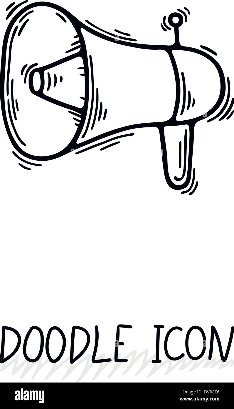 Vektor doodle Symbol mit Megaphon. Lautsprecher-Piktogramm Stock ...