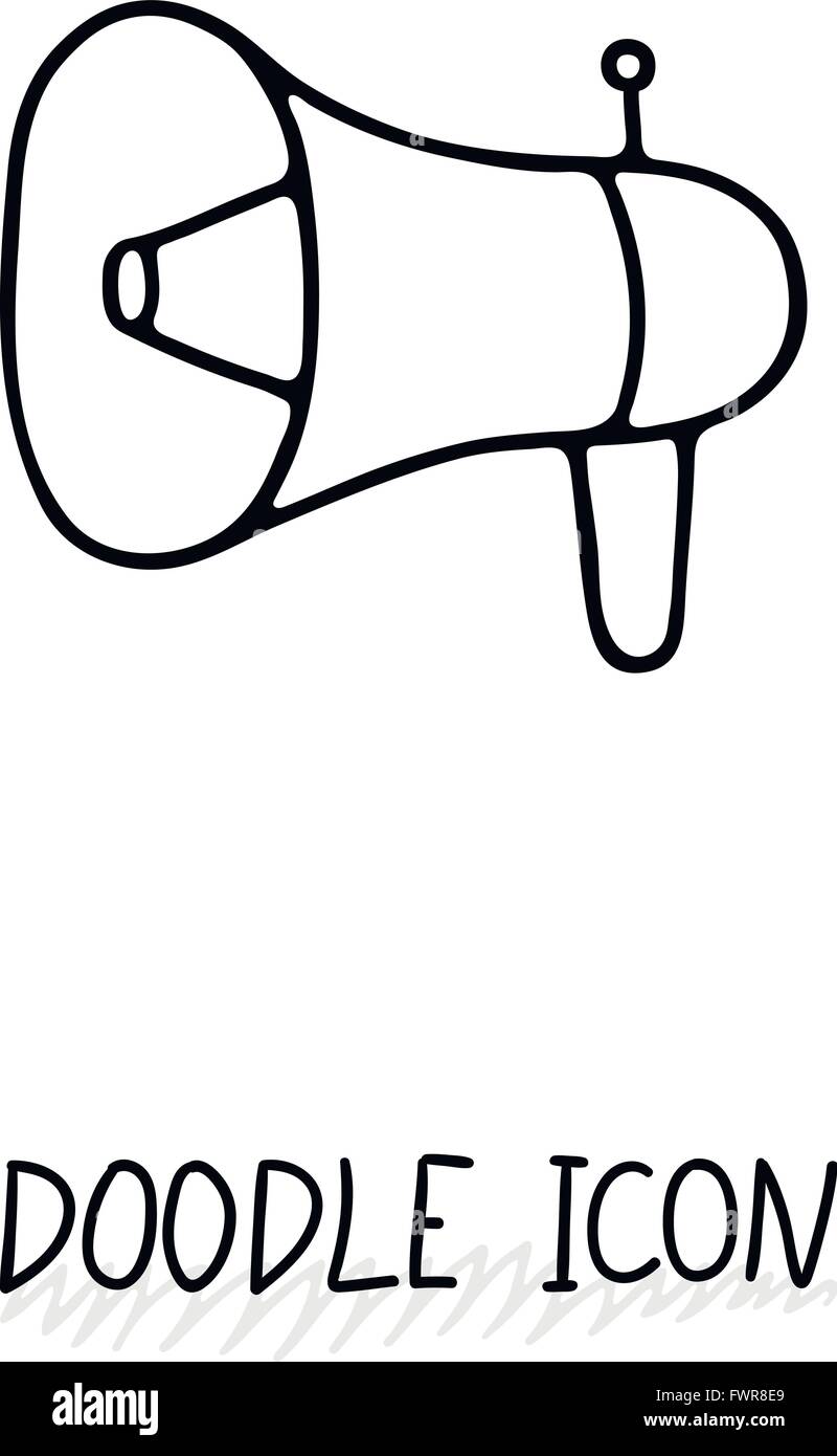 Vektor doodle Symbol mit Megaphon. Lautsprecher-Piktogramm Stock ...