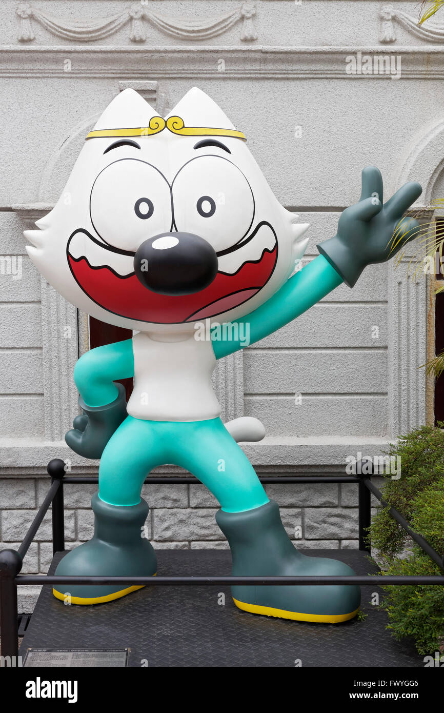 Comic-Figur White Cat Q Boy des Künstlers Ma Sing-Yuen, Hong Kong ...