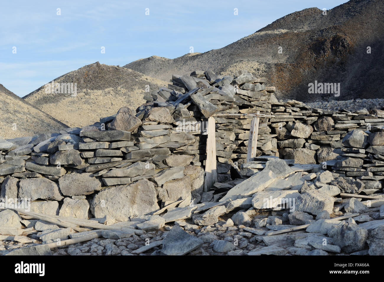 Die Überreste der Steinhütte, gebaut von Carl Anton Larsen, der ...