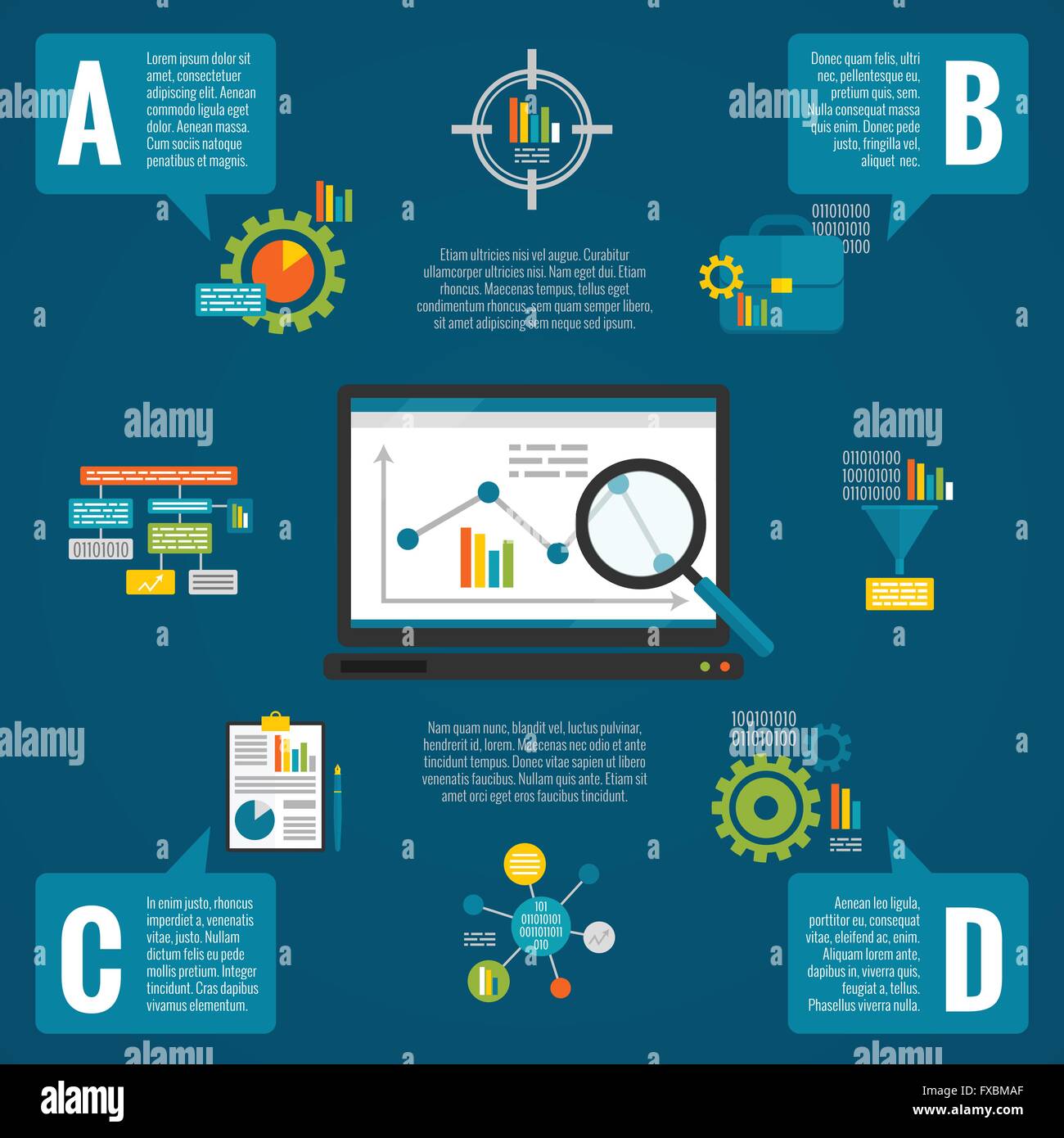 Database analytics infographics Stock-Vektorgrafiken kaufen - Alamy
