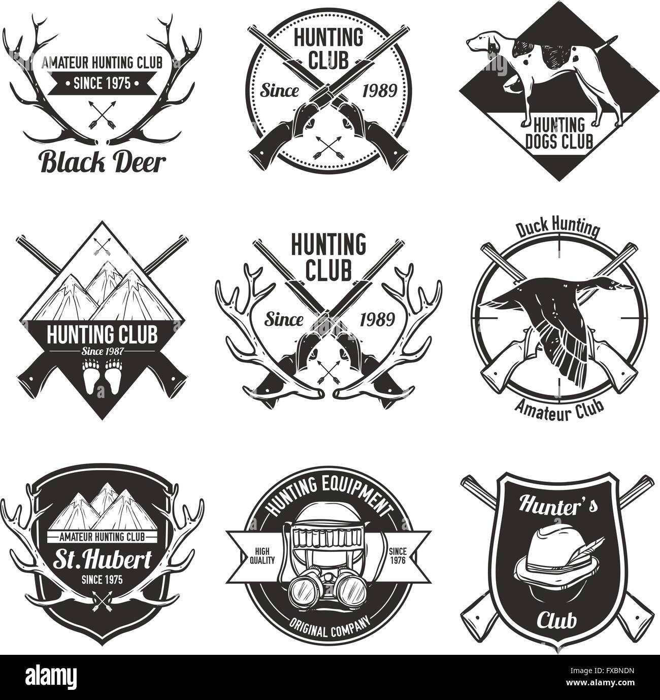 Vintage Jagd Aufkleber set Stock-Vektorgrafik - Alamy