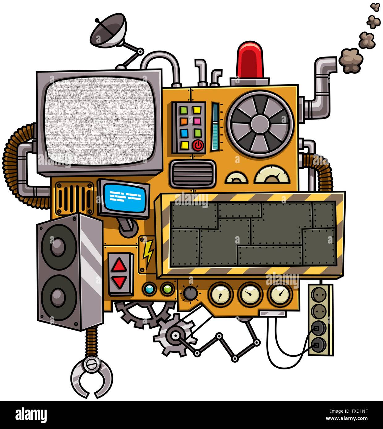 Fiktive Cartoon-Maschine mit textfreiraum isoliert auf weißem ...