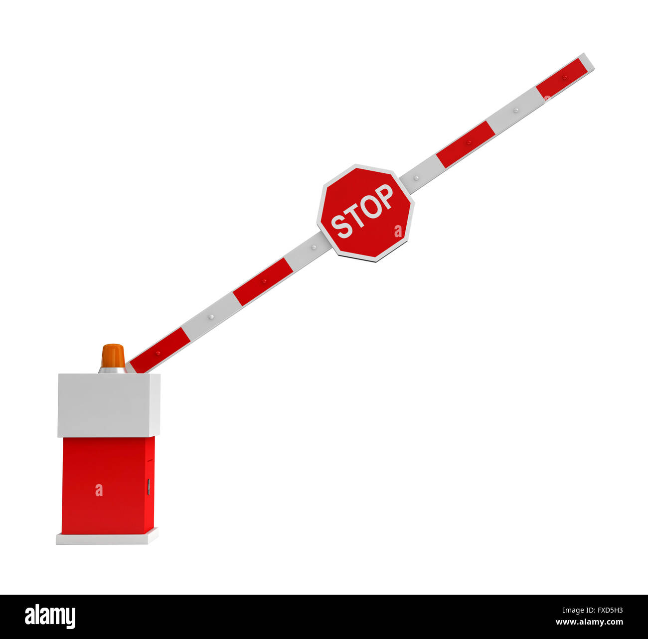 3D-Rendering Sperre mit Stop-Schild isoliert auf weißem Hintergrund ...