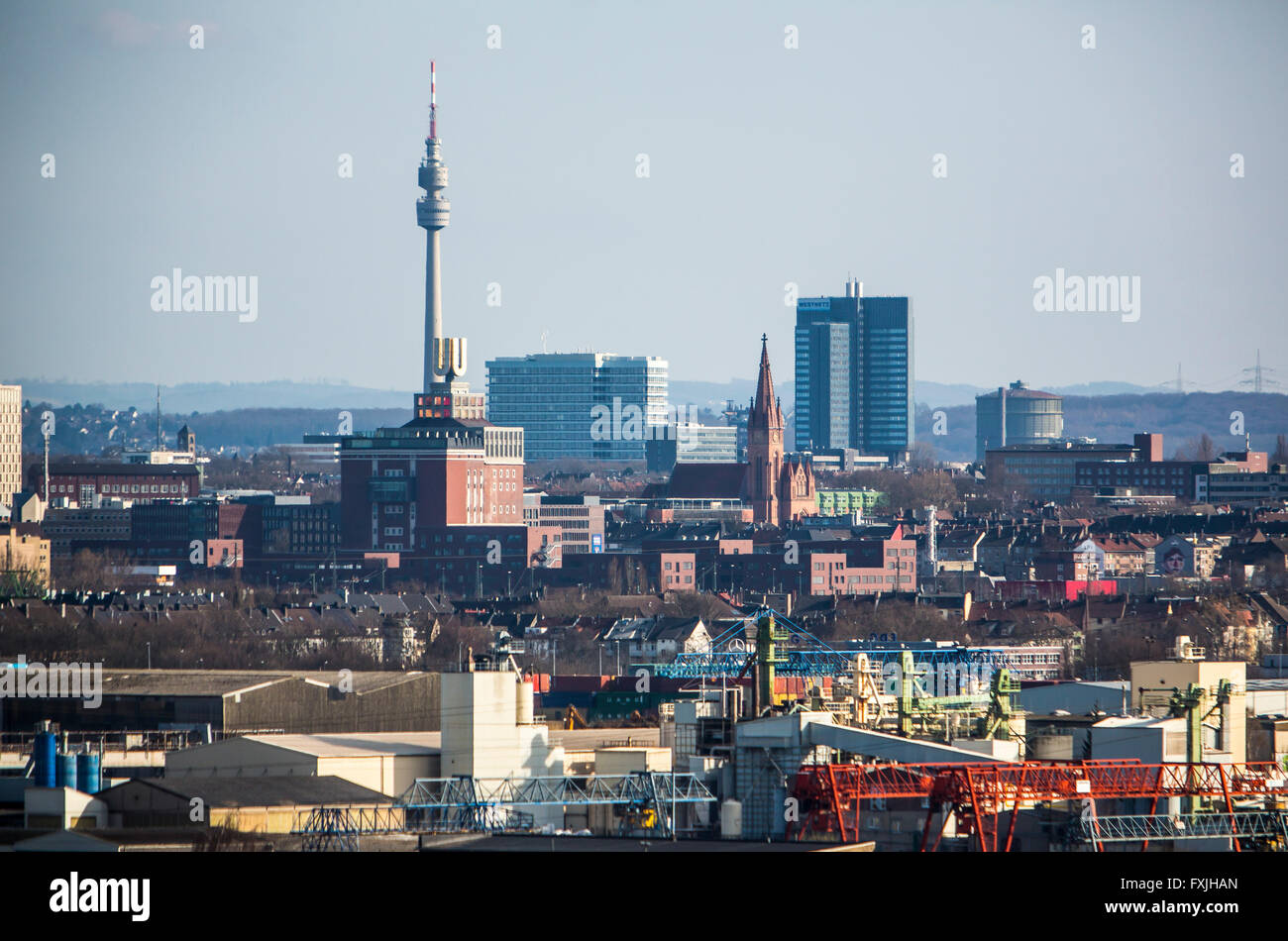 Panorama City Dortmund, Stadt, TV tower Florian, Dortmunder U, d ...