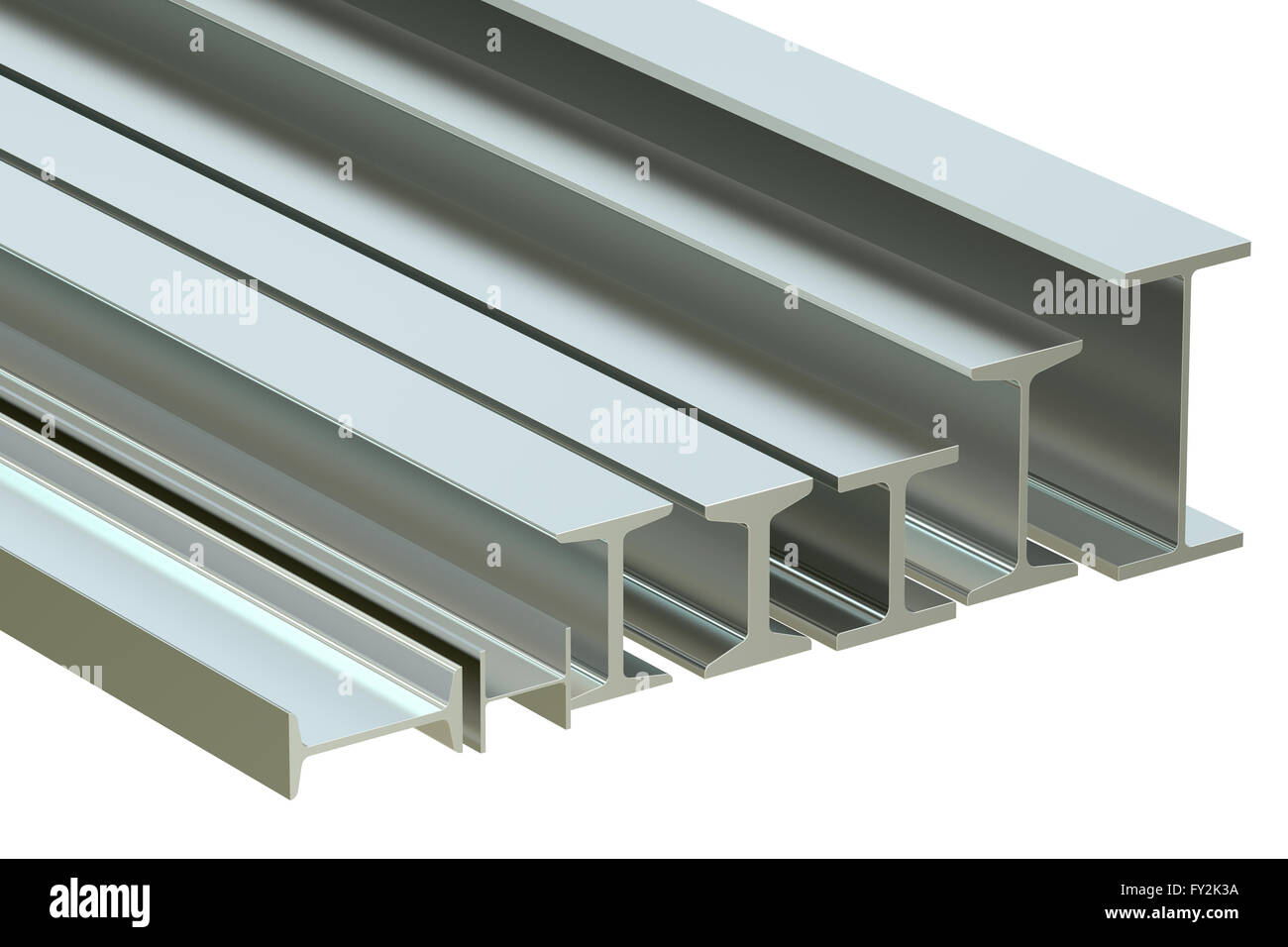 strukturellen Balken, Stahl gewalzt Metall H-Beam. 3D-Rendering ...