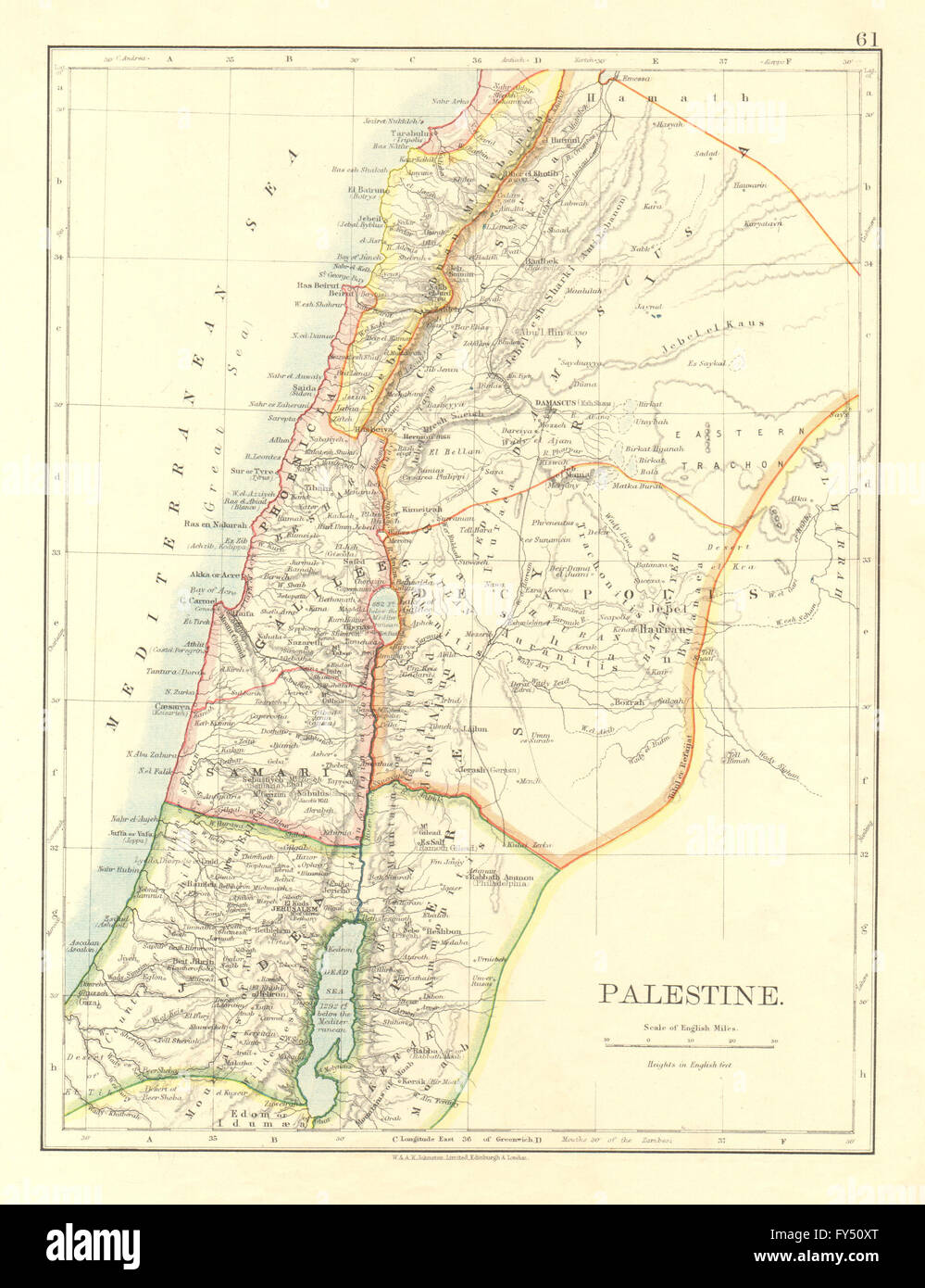 PALÄSTINA. Galiläa Samaria Judäa Perea Phoenicia Dekapolis. JOHNSTON ...