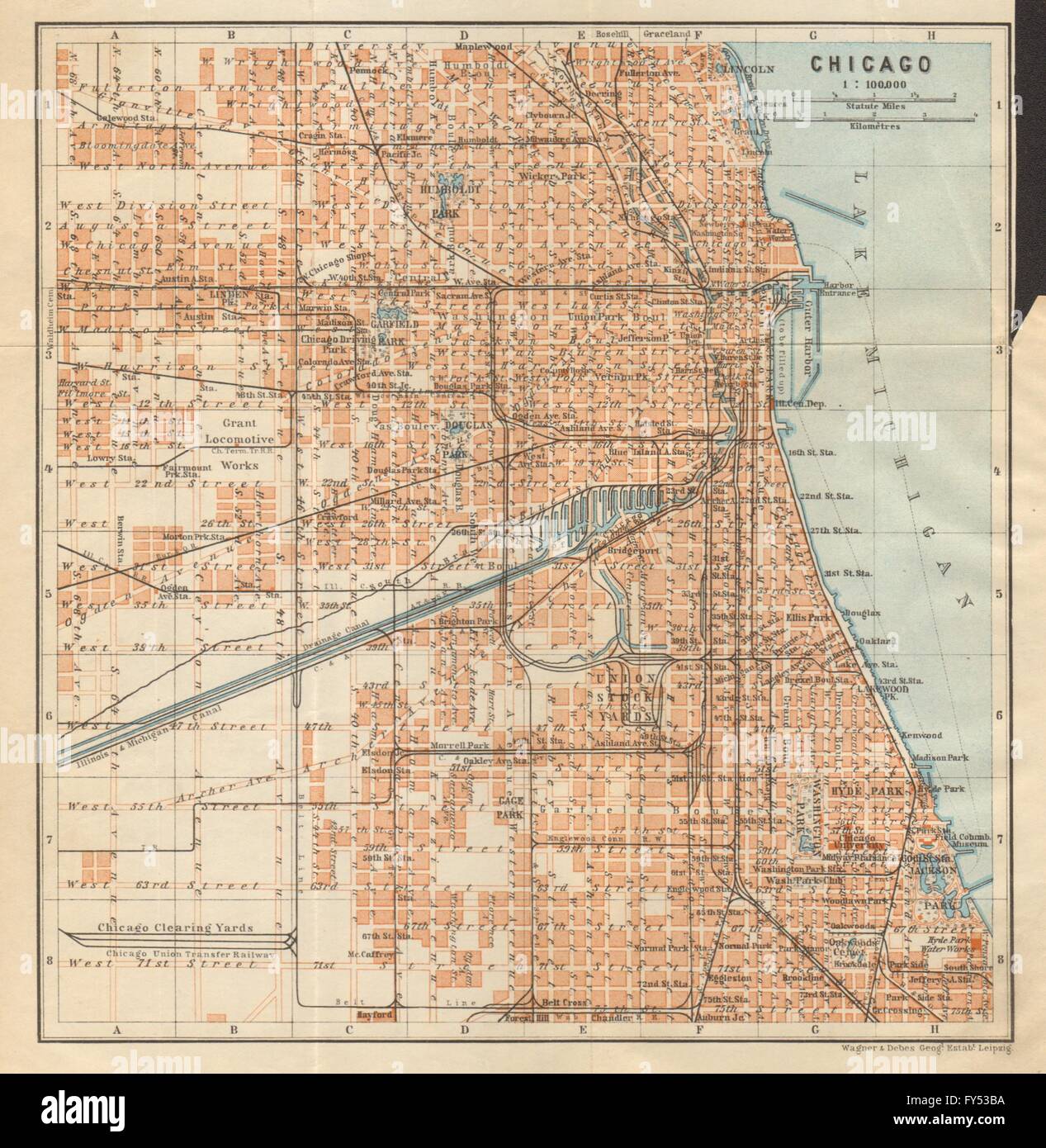 Stadtplan Stadt CHICAGO. Illinois. Rasen Elsdon Austin Lynn Clyde ...