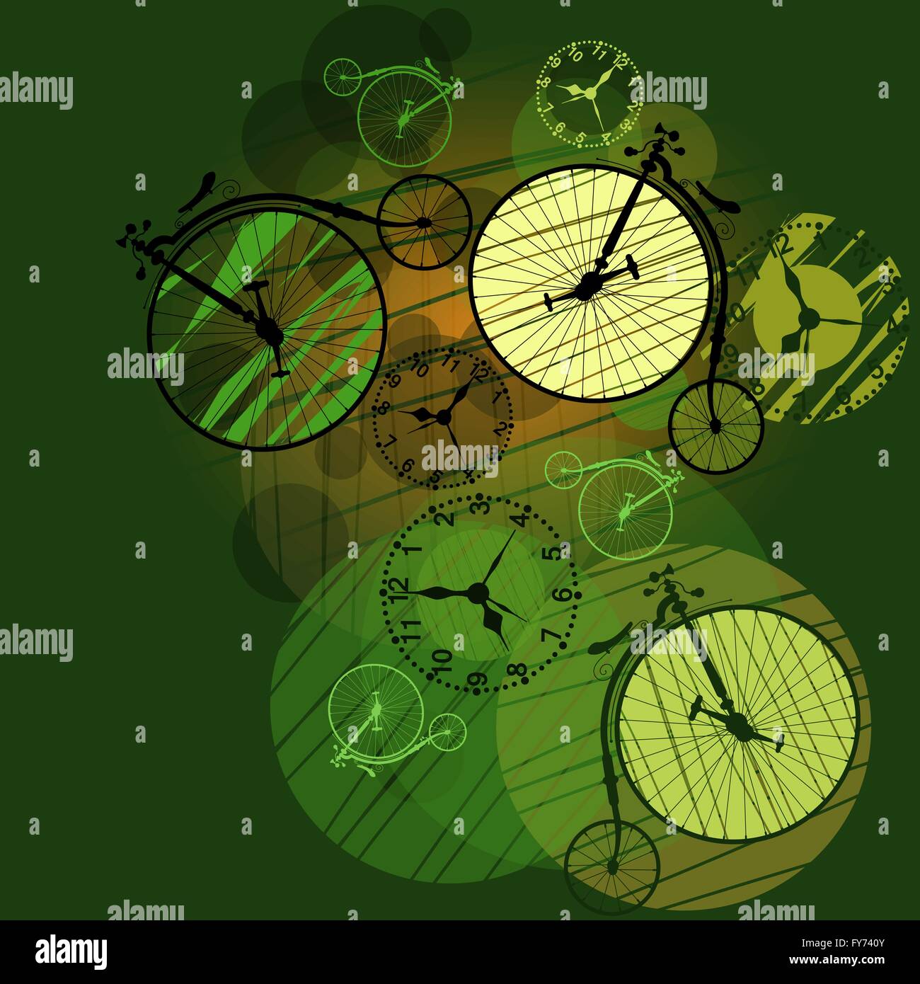Zeitreise auf der ganzen Welt mit Retro-Fahrräder, Eps 10 Stock ...