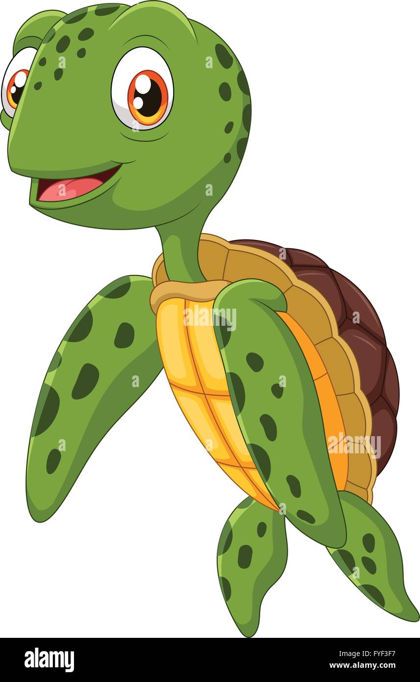Süße Schildkröte Cartoon Hand winken Stock-Vektorgrafik - Alamy