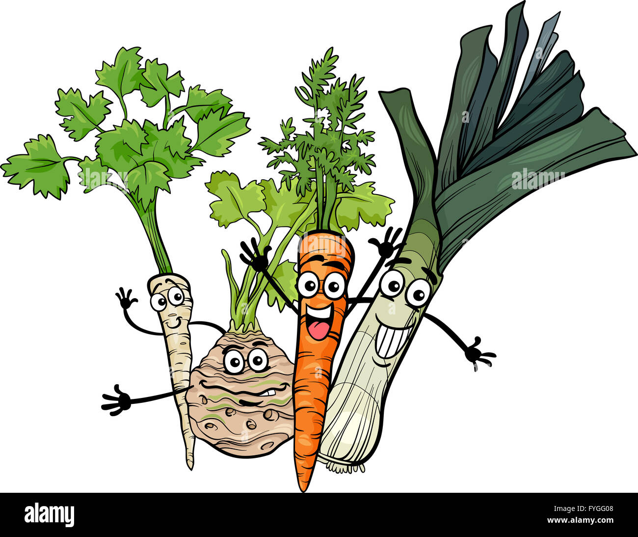 Leek Vegetable Cartoon Illustration Stockfotos und -bilder Kaufen - Alamy