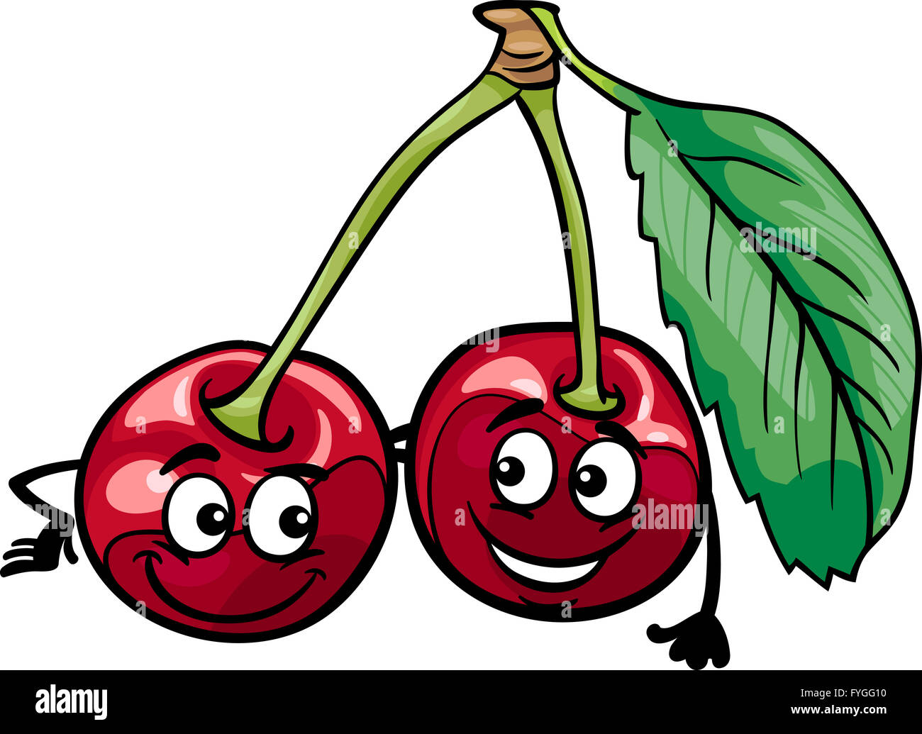 lustige Kirsche Obst Cartoon illustration Stockfotografie - Alamy