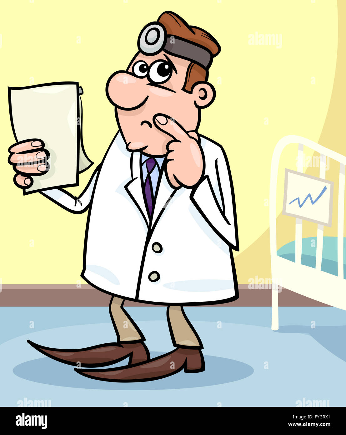 Cartoon-Illustration der Arzt im Krankenhaus Stockfotografie - Alamy