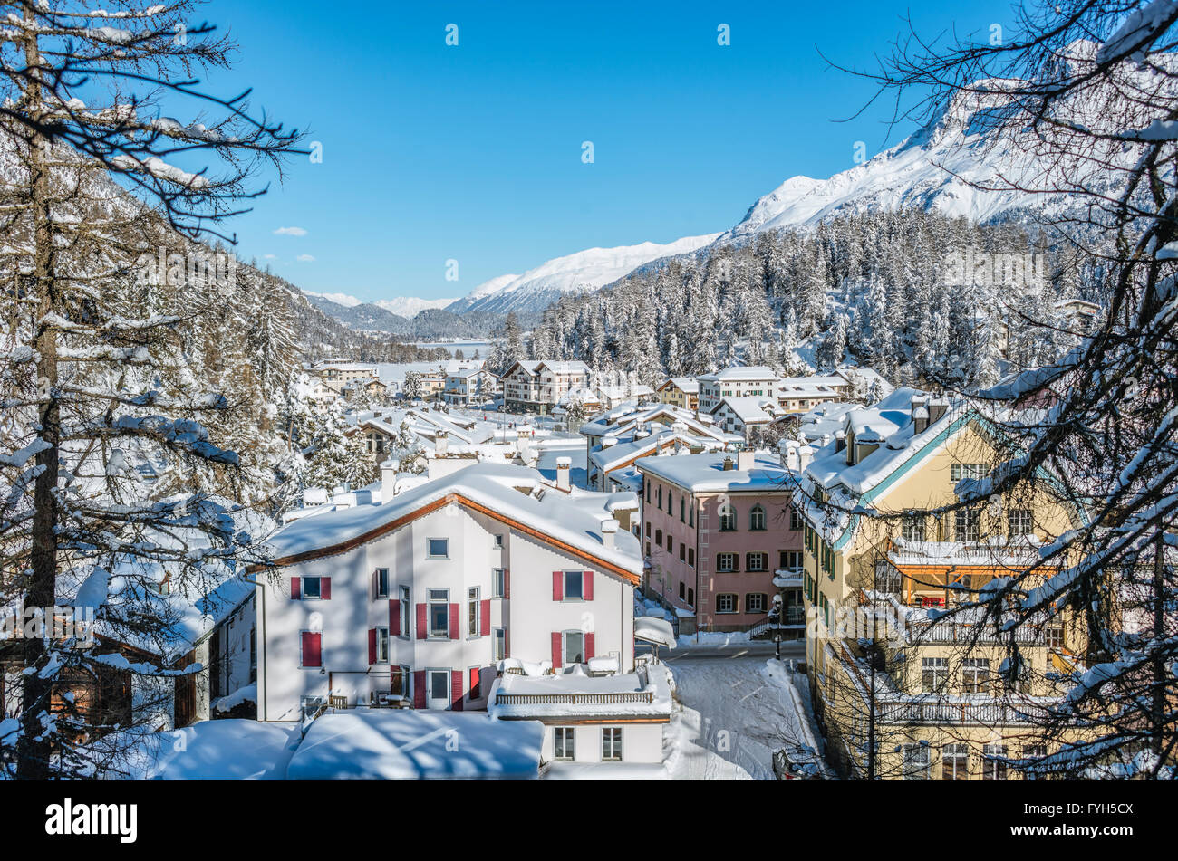 Winterlandschaft in Sils-Maria, Engadin, Schweiz Stockfotografie - Alamy