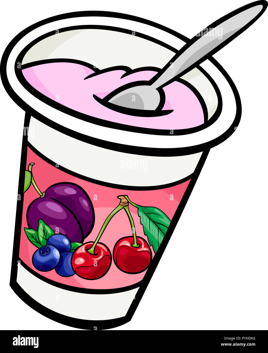 Joghurt-Clip Kunst Cartoon illustration Stockfotografie - Alamy