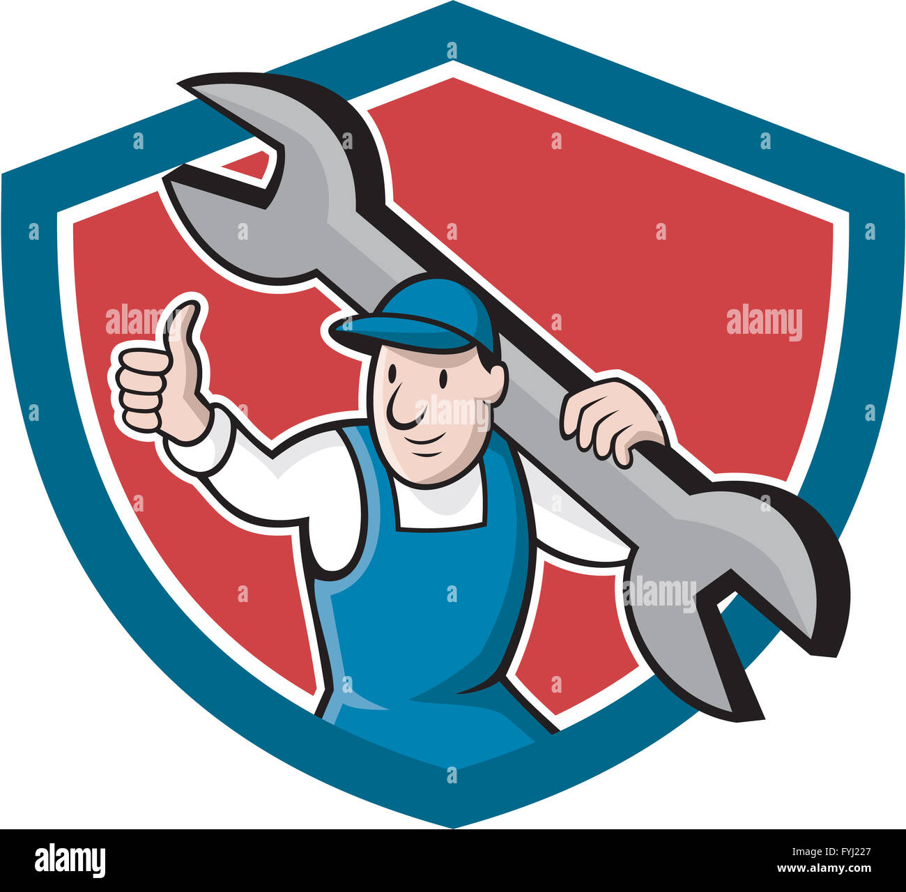 Mechaniker Daumen hoch Spanner Schild Cartoon Stockfotografie - Alamy Mechaniker Daumen hoch Spanner Schild Cartoon Stockfotografie - Alamy
