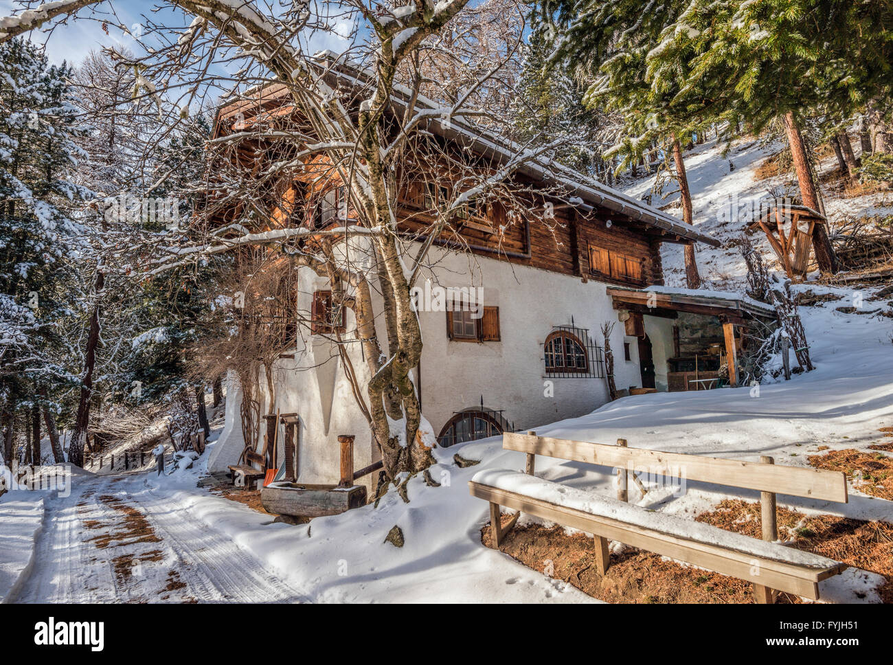 Mili Weber-House im Winter, St. Moritz, Engadin, Schweiz ...