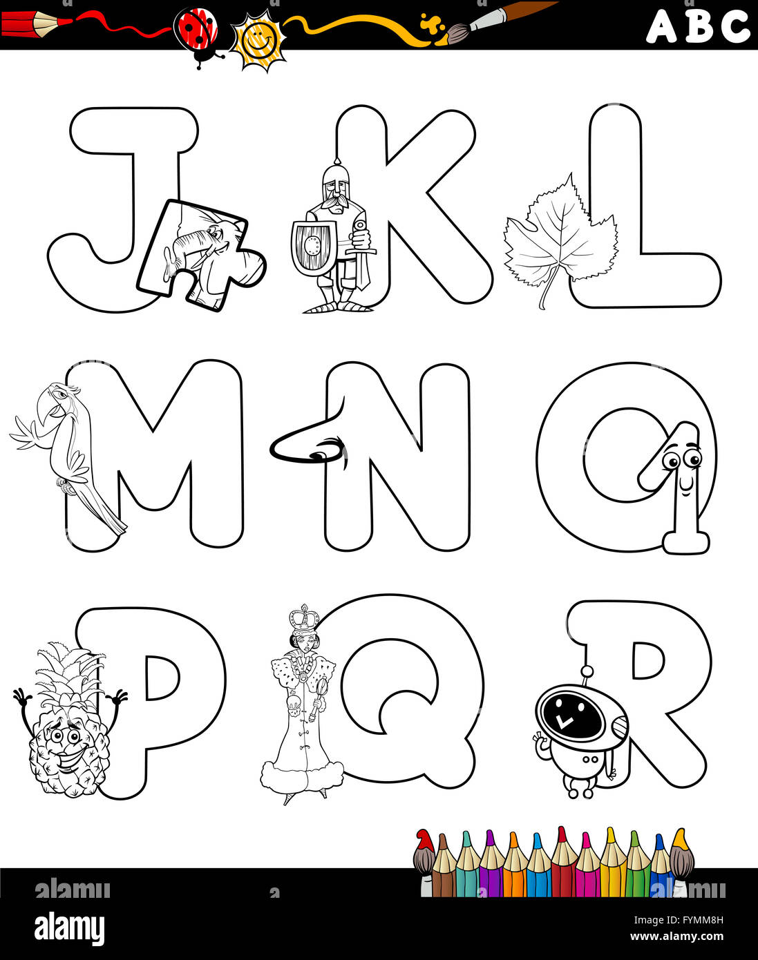 Cartoon school objects coloring page -Fotos und -Bildmaterial in hoher ...