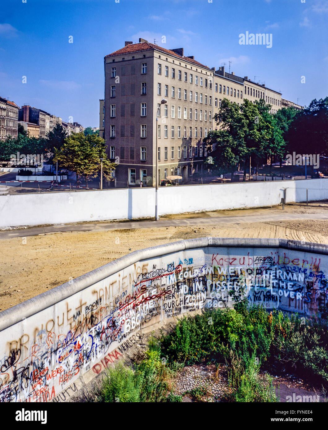 August 1986, Berliner Mauer Graffitis, Todesstreifen, Ende der Bernauer ...