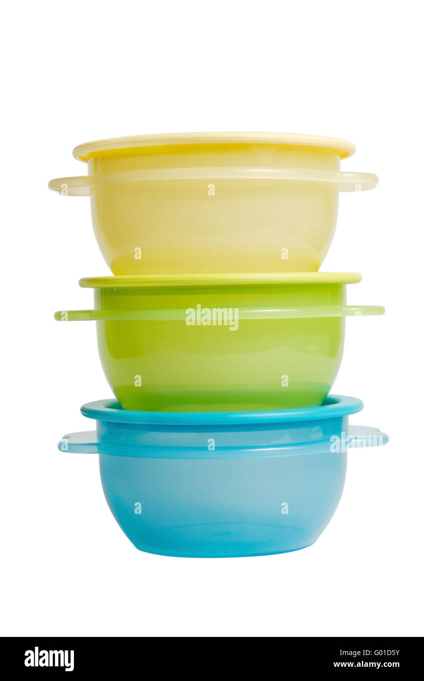 Kunststoff Essen-Container wie Tupperware isoliert auf weißem ...