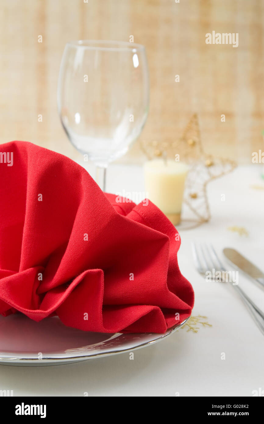 Weihnachtliches Gedeck - Christmas Platte Deckel Stockfotografie - Alamy