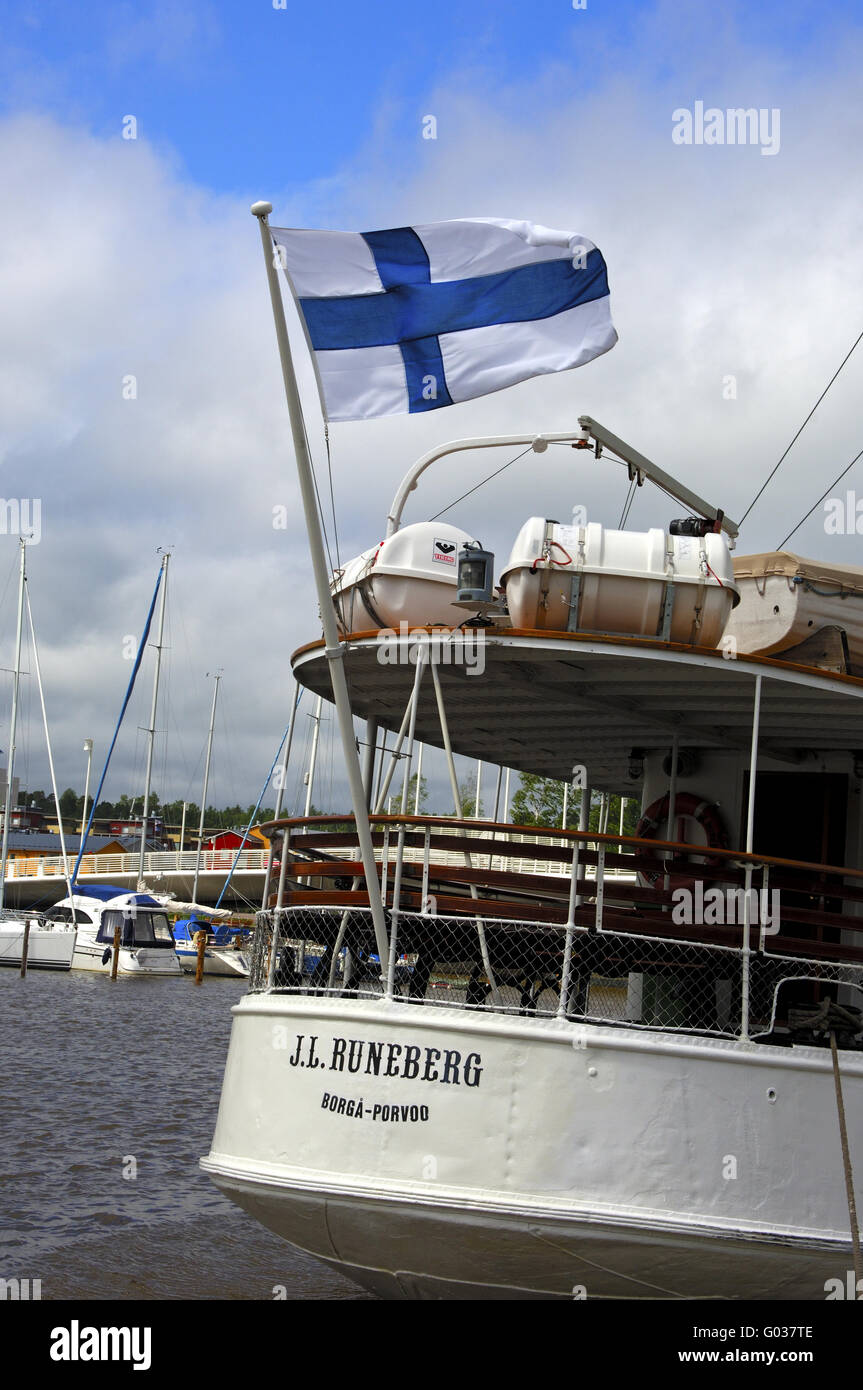 Zielflagge am Heck des Schiffes j.l. Runeberg Stockfotografie - Alamy