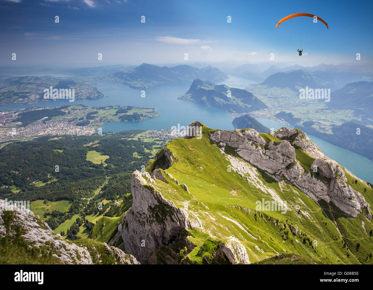 Schöne Aussicht auf Luzern See (Vierwaldstattersee), Berg Rigi und ...