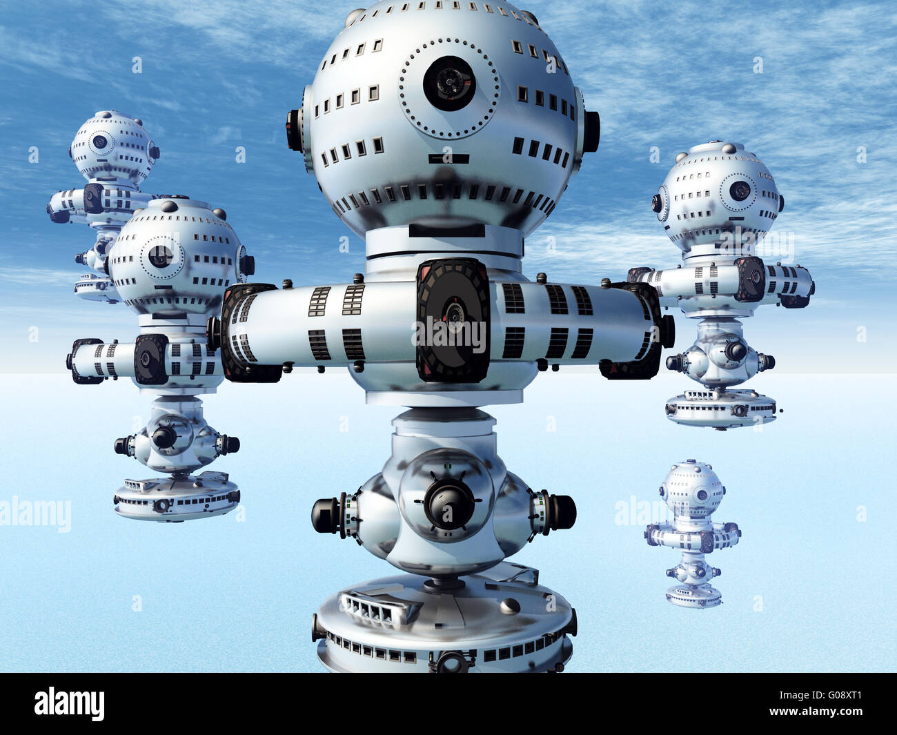 Wasserlandschaft mit Außerirdischen Raumschiffe Stockfotografie - Alamy