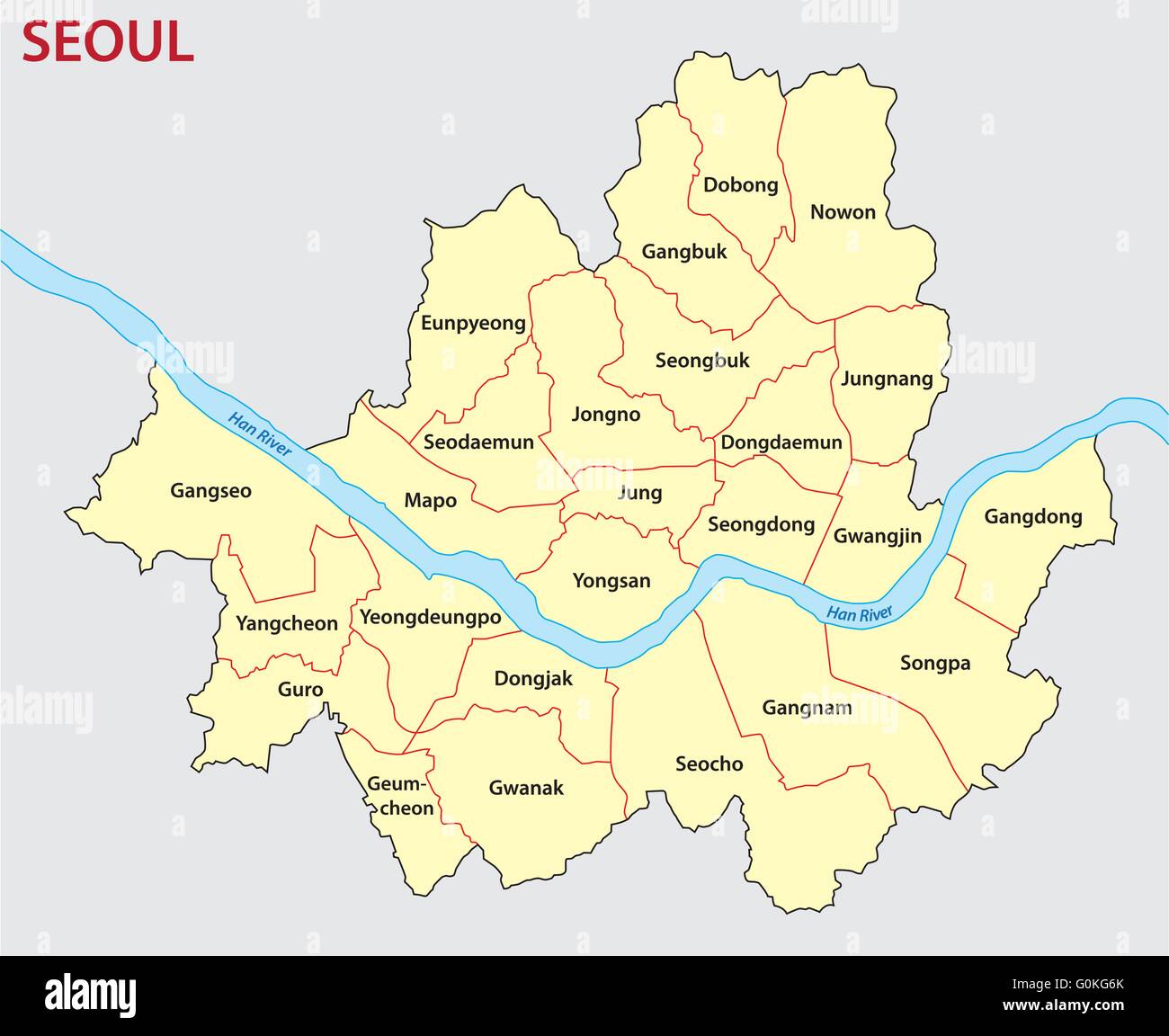 administrative und politische Karte von South Korea Hauptstadt Seoul ...