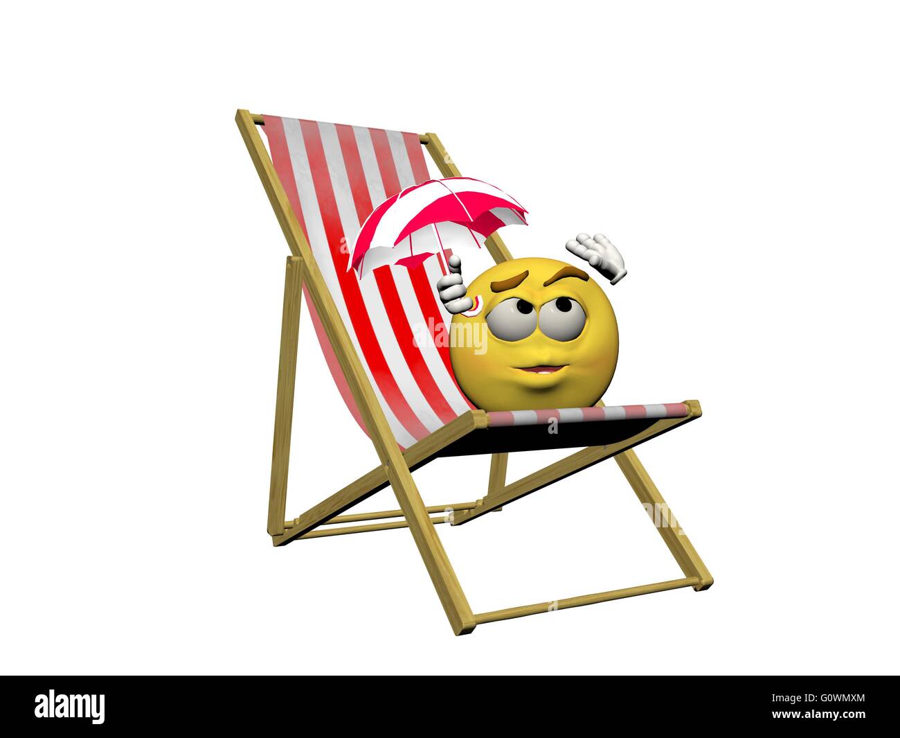Emoticon am Strand mit Sonnenschirm Stockfotografie - Alamy