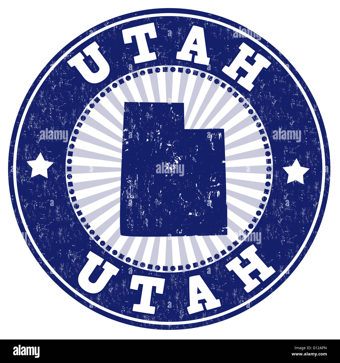 Grunge-Stempel mit den Namen und die Karte von Utah, Vektor ...