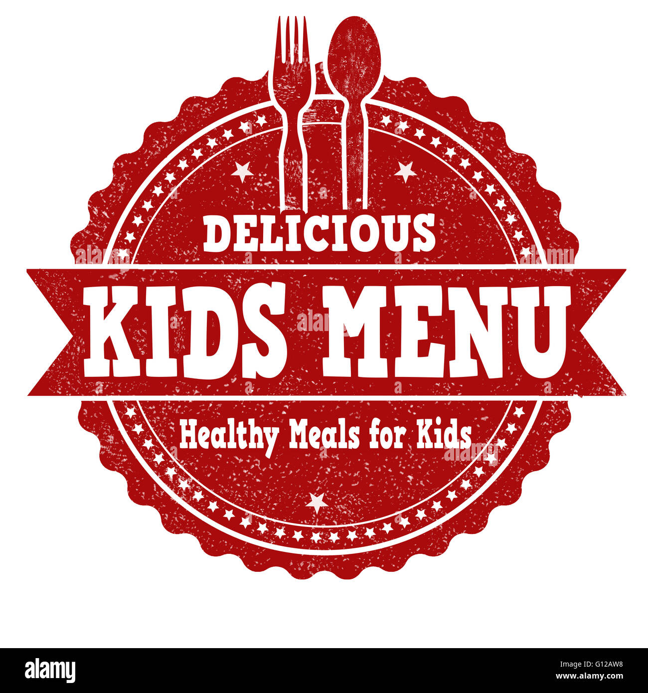Kinder Menü Grunge Stempel auf weißem Hintergrund, Vektor-illustration ...