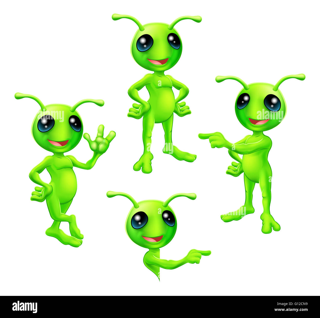 Cute Cartoon Green Alien Martian Stockfotos und -bilder Kaufen - Alamy