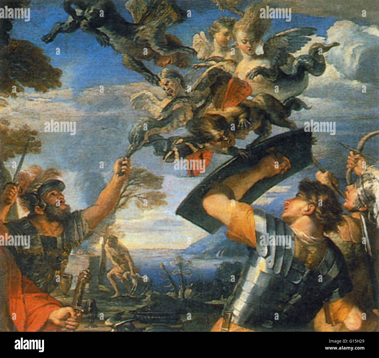 Francois Perrier "Aeneas und seine Gefährten kämpfen die Harpyien" 1646 ...