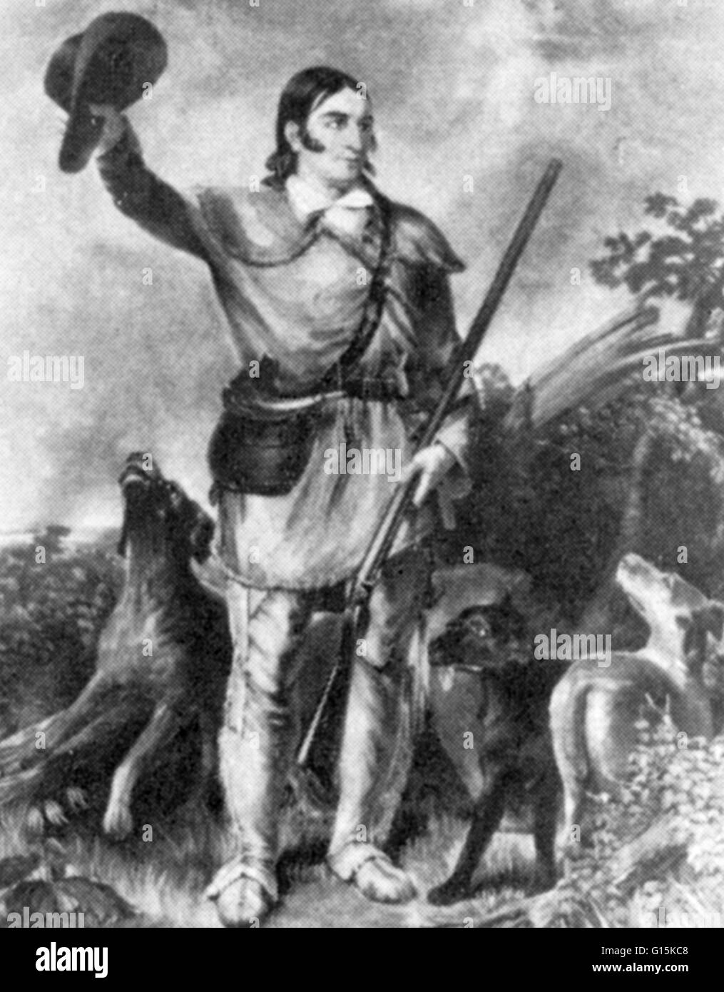 Davy Crockett (1786-1836), US-amerikanischer Volksheld, Soldat und ...