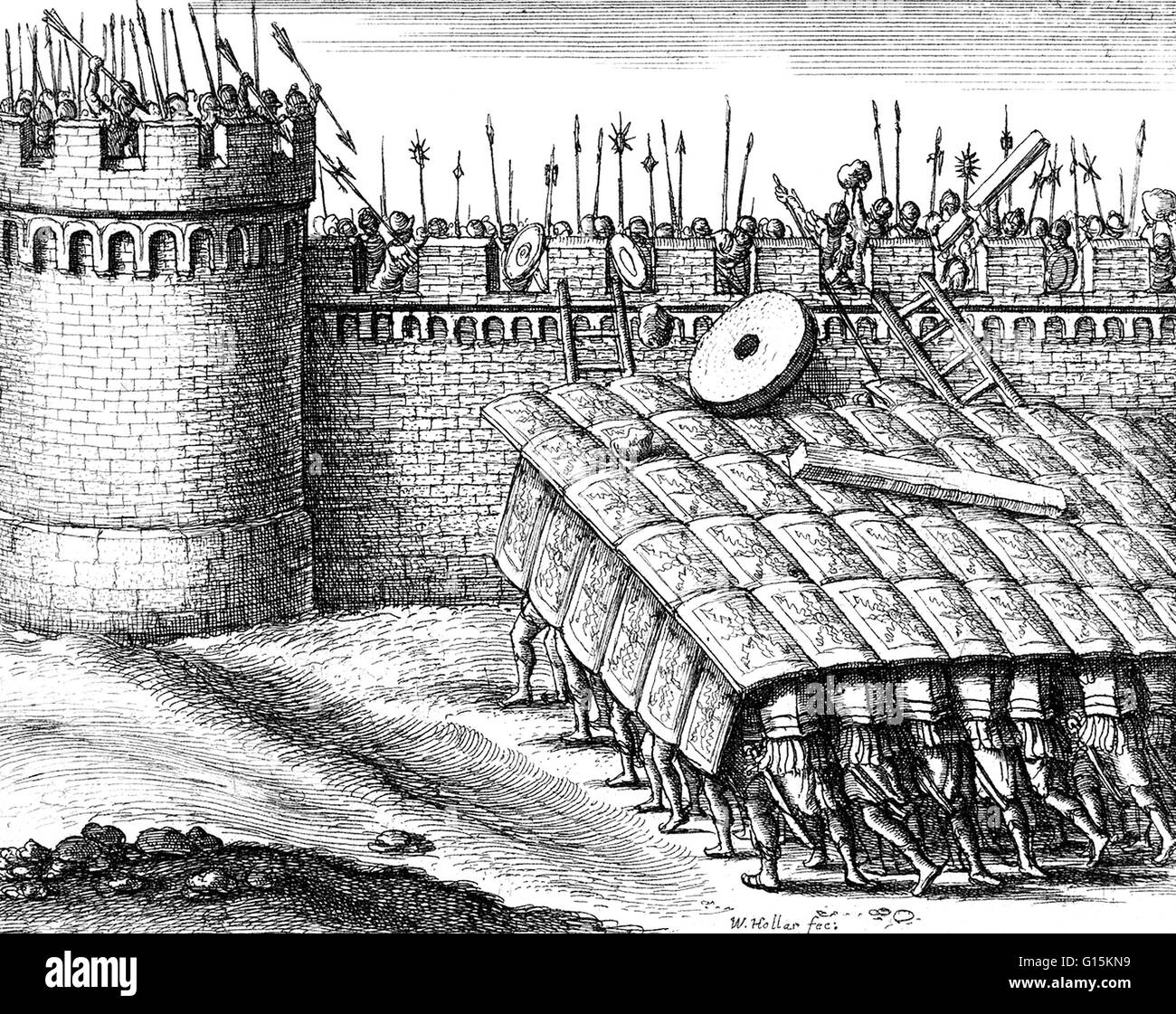 In antiken römischen war Kriegsführung, die Testudo oder Schildkröte ...