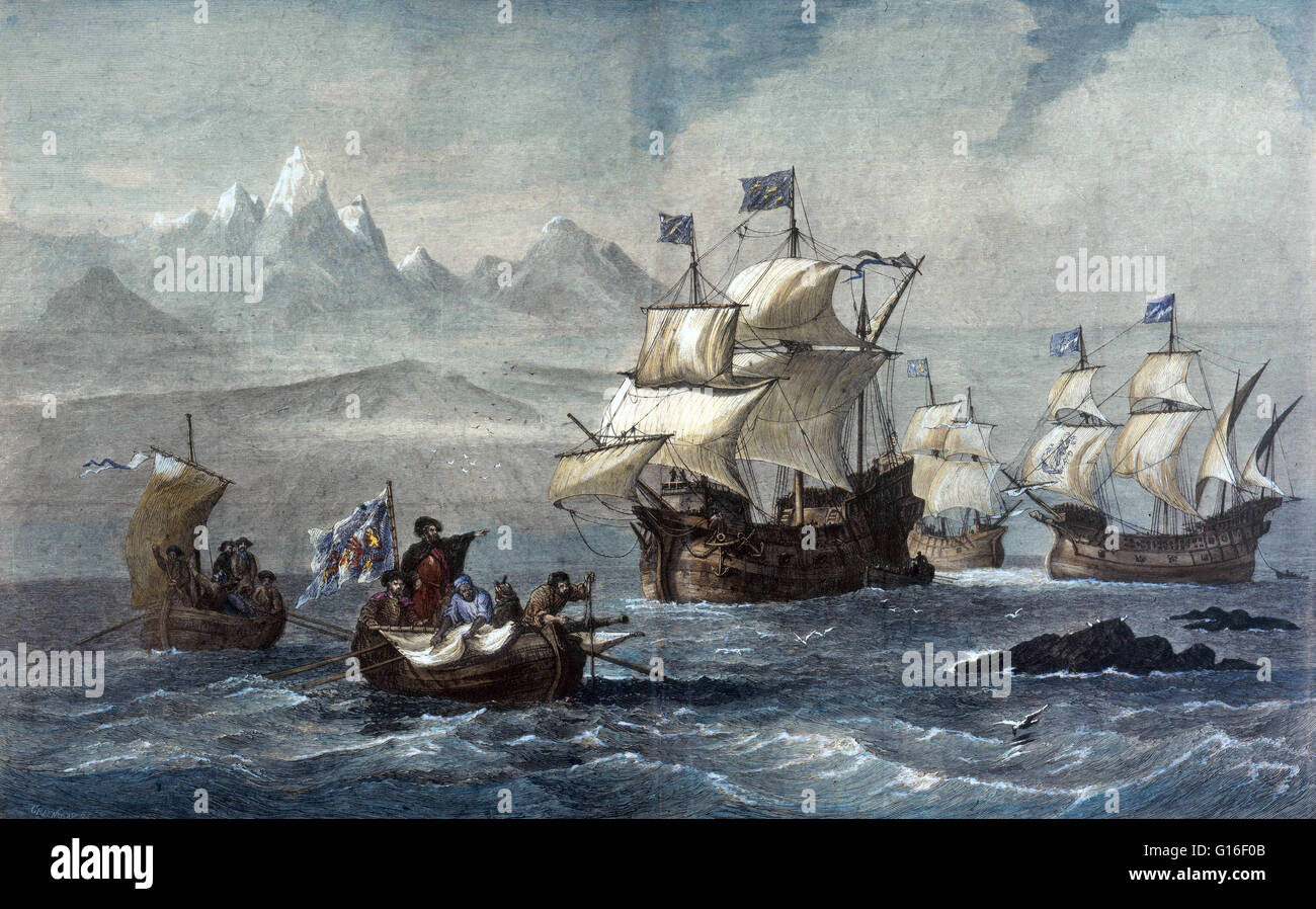 Ferdinand Magellan entdeckt die Meer-Passage, die später als die ...