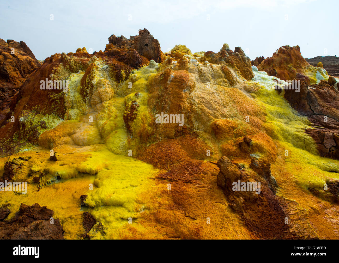 Der bunte Vulkanlandschaft der Dallol in der Danakil-Senke, Afar-Region ...