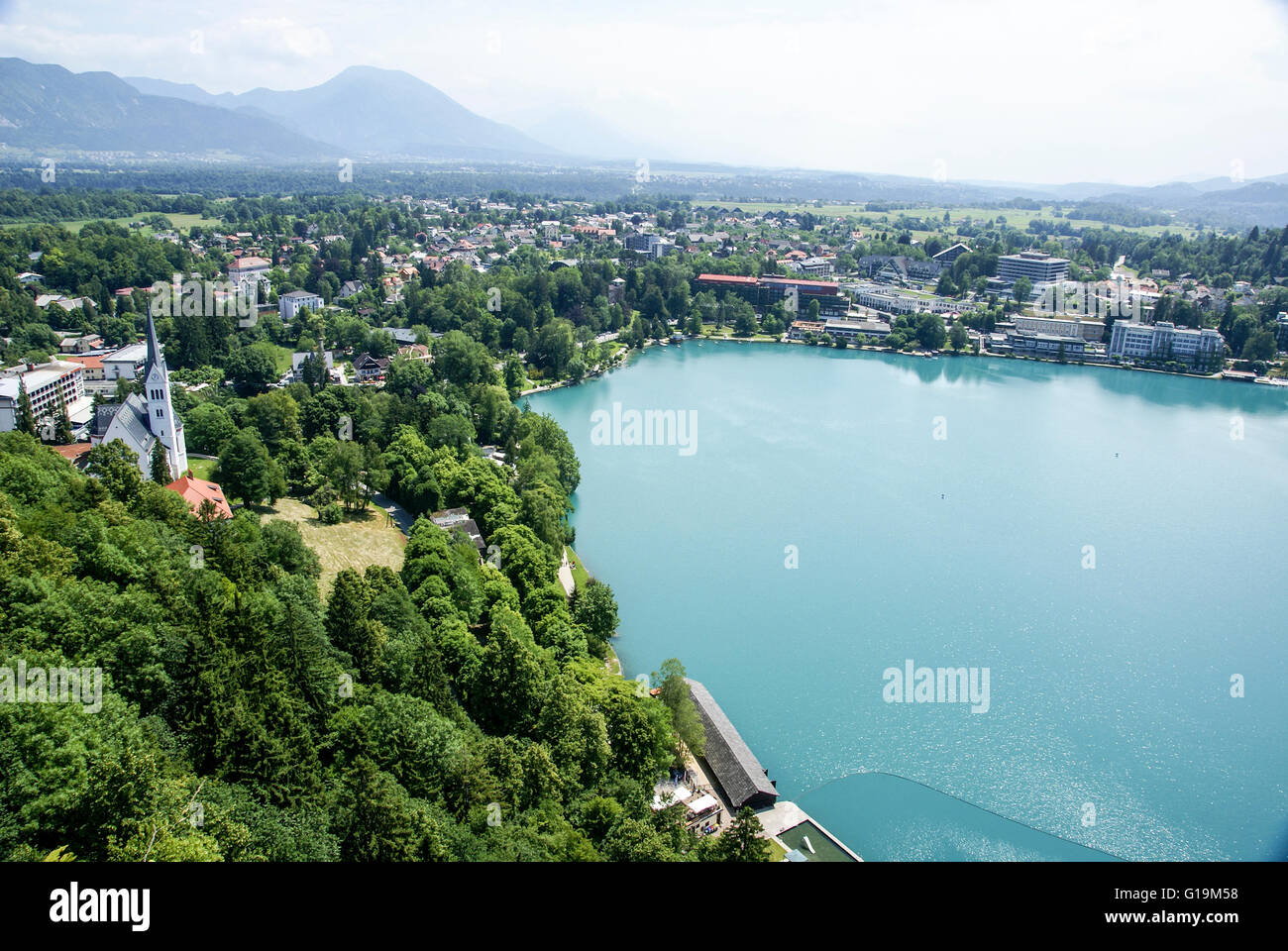 Bleder See von Bled Castle ist eine mittelalterliche Burg, erbaut auf ...