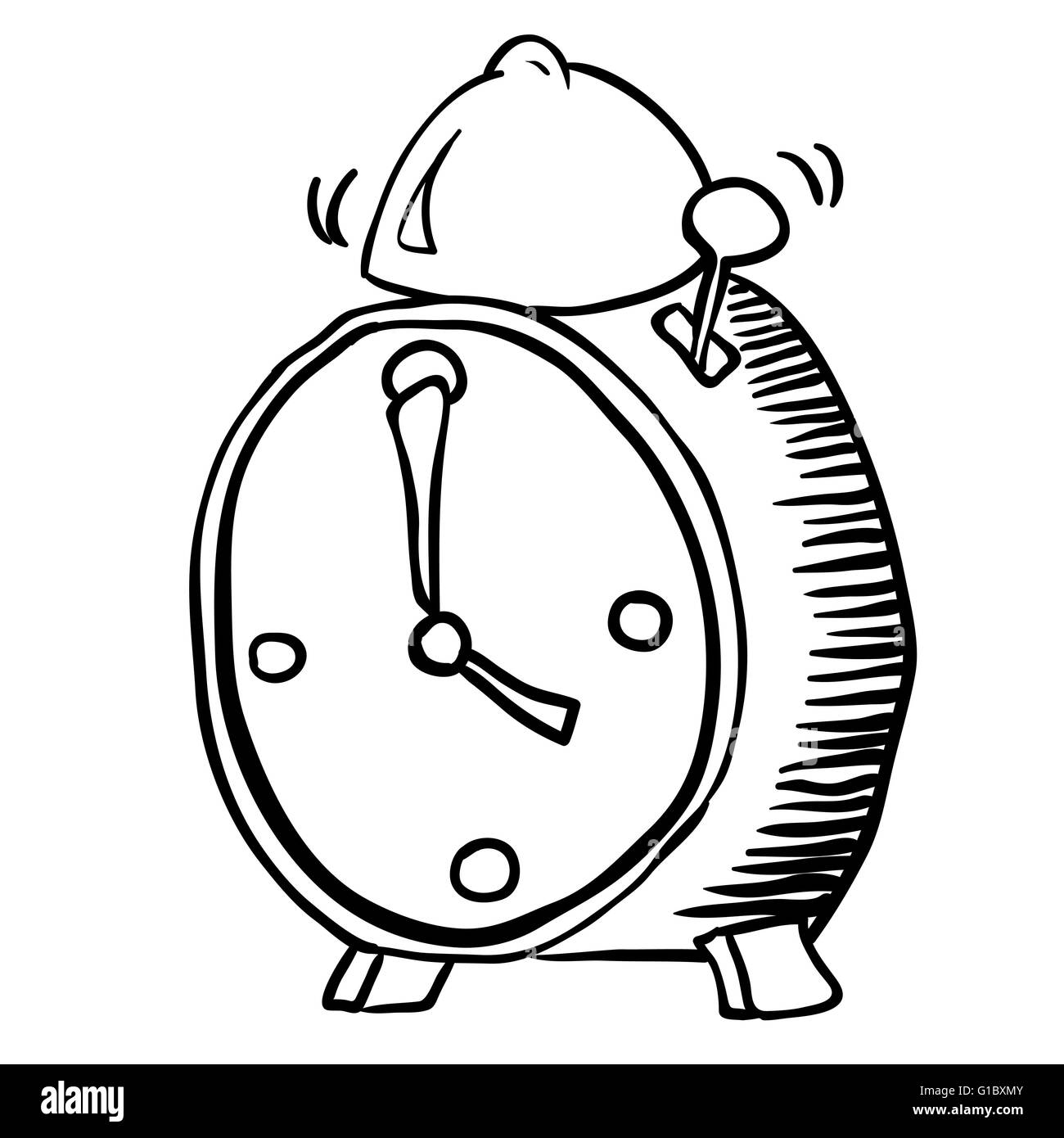 einfache Schwarz-weiß Wecker cartoon Stock-Vektorgrafik - Alamy