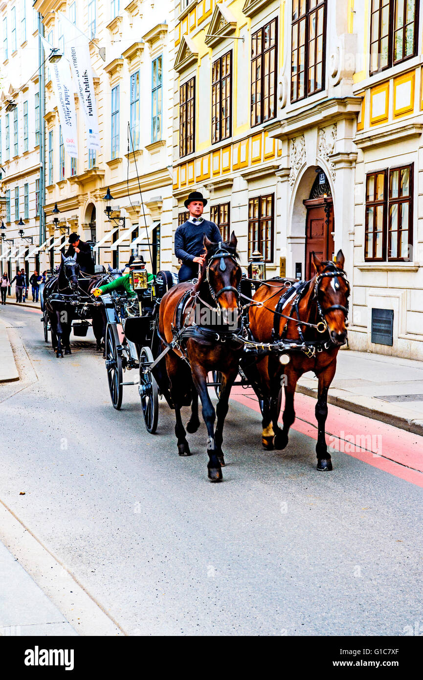 Fiaker in Wien, Österreich; Fiaker in Wien, Österreich Stockfotografie ...