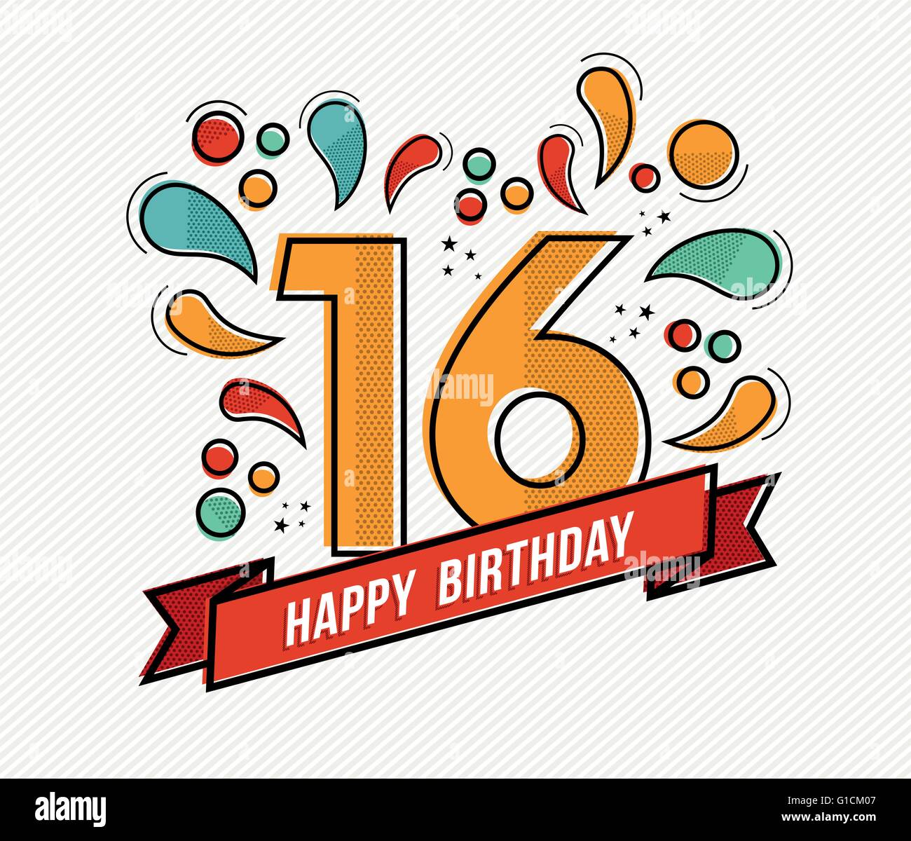 Alles Gute zum Geburtstag Nummer 16, Grußkarte für sechzehn Jahre in ...