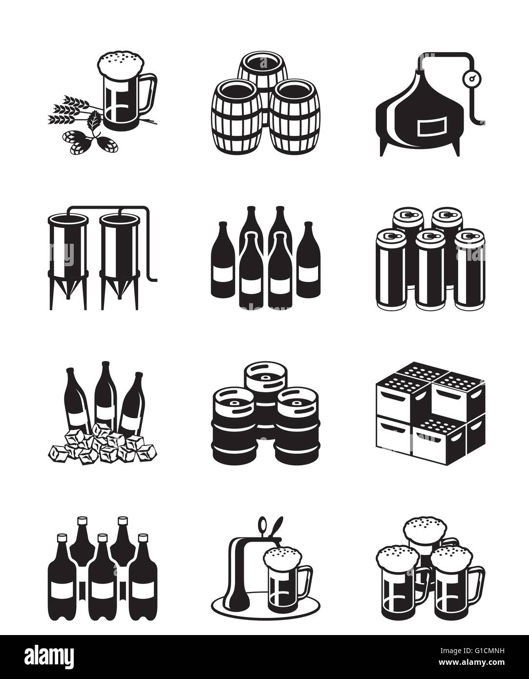 Bier und Brauerei-Icon-Set - Vektor-illustration Stock-Vektorgrafik - Alamy