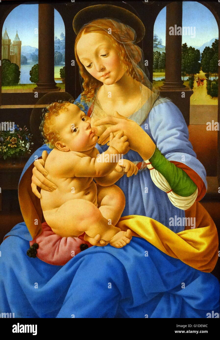 Gemälde mit dem Titel "Die Jungfrau und Kind" von Lorenzo di Credi (1459-1537) eines ...